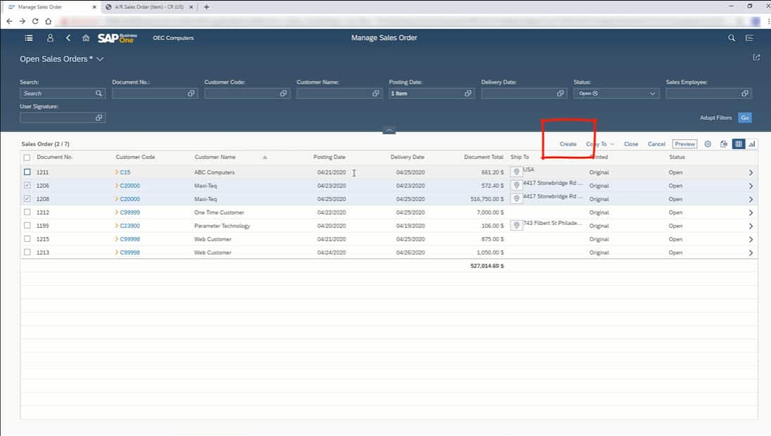 Using the SAP Business One Web Client - Part Three: Creating Sales Orders